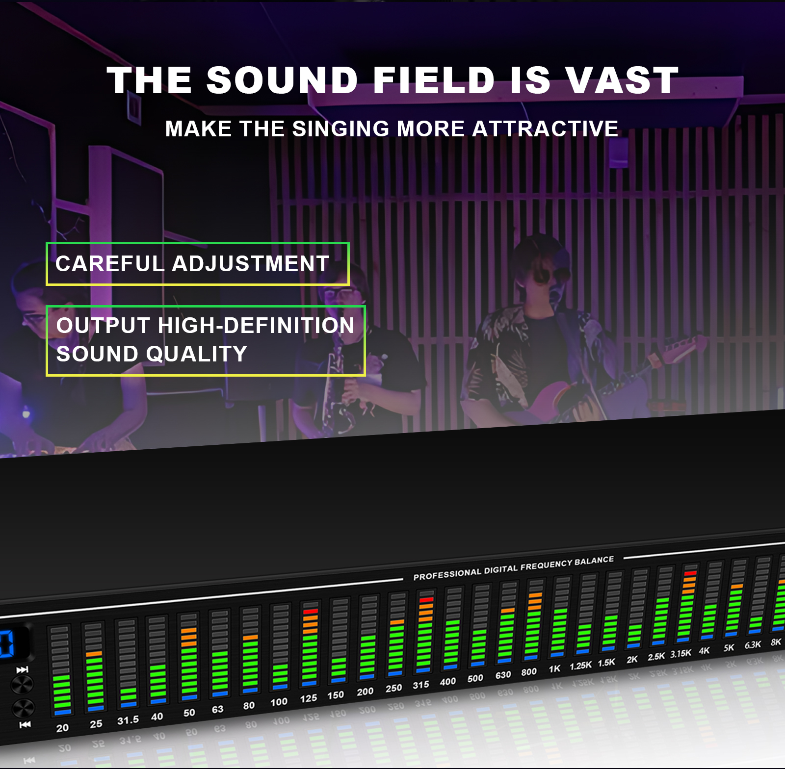 Dual Channel Graphic Equalizer Led Digital Audio Sound Processor Sound ...