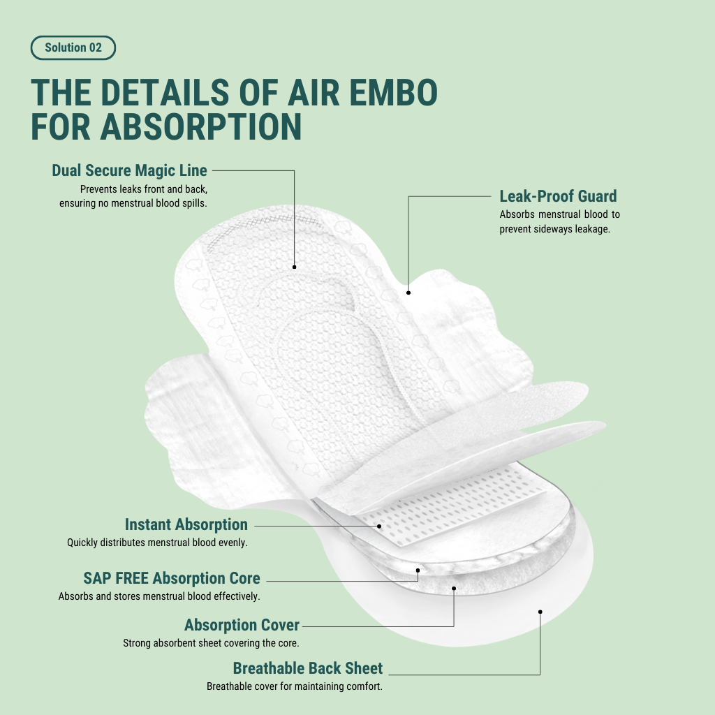 DEAR SKIN Air Embo Sanitary Pad Overnight (33cm / 12 Pads) Sensitive ...
