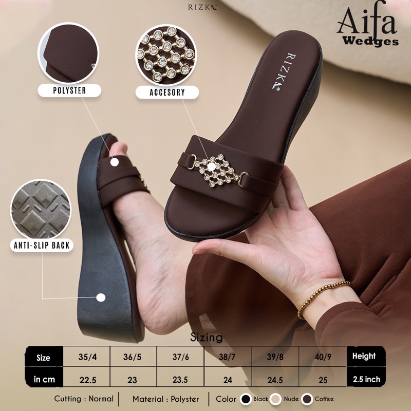 RIZKA 2025 | Aifa Slip On Wedges [ W022 ] | Shopee Malaysia