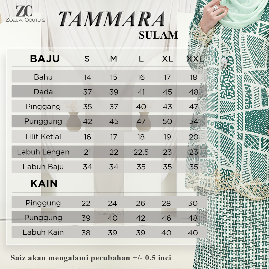 Zoella Couture - Set Baju Kurung Sulam Tammara new 2025 Armani Silk Ibu ...