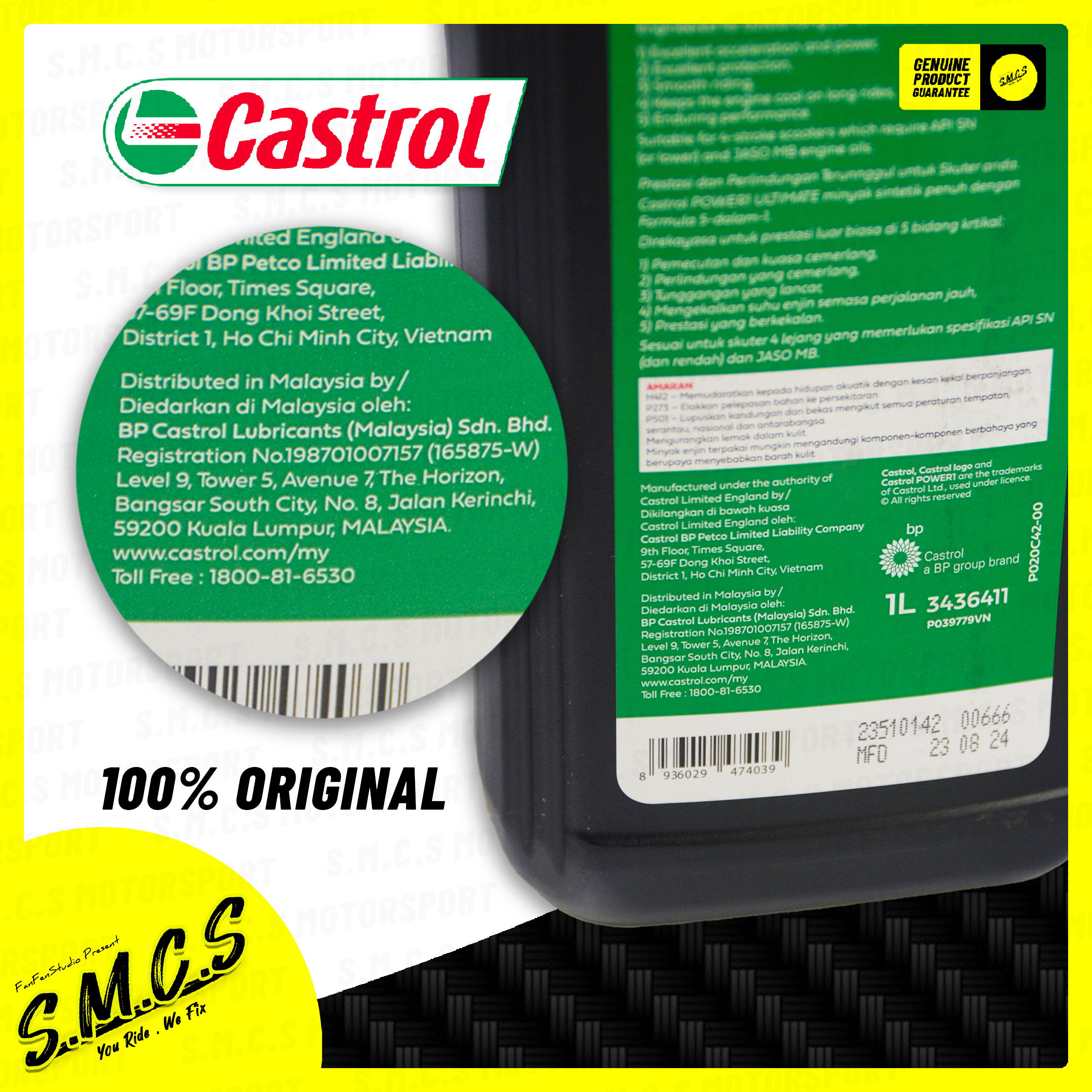 Castrol Power 1 Ultimate 5W40 Scooter 1L Fully Synthetic Engine Oil ...
