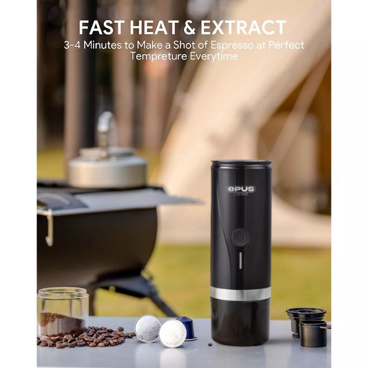 OPUS LIVING PORTABLE ELECTRIC ESPRESSO COFFEE MACHINE 3-IN-1 TRAVEL ...