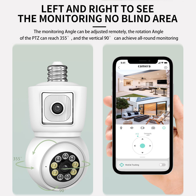 ICSEE CCTV Dual lens R3 Light bulb Full-color Night Vision Two Way Talk ...