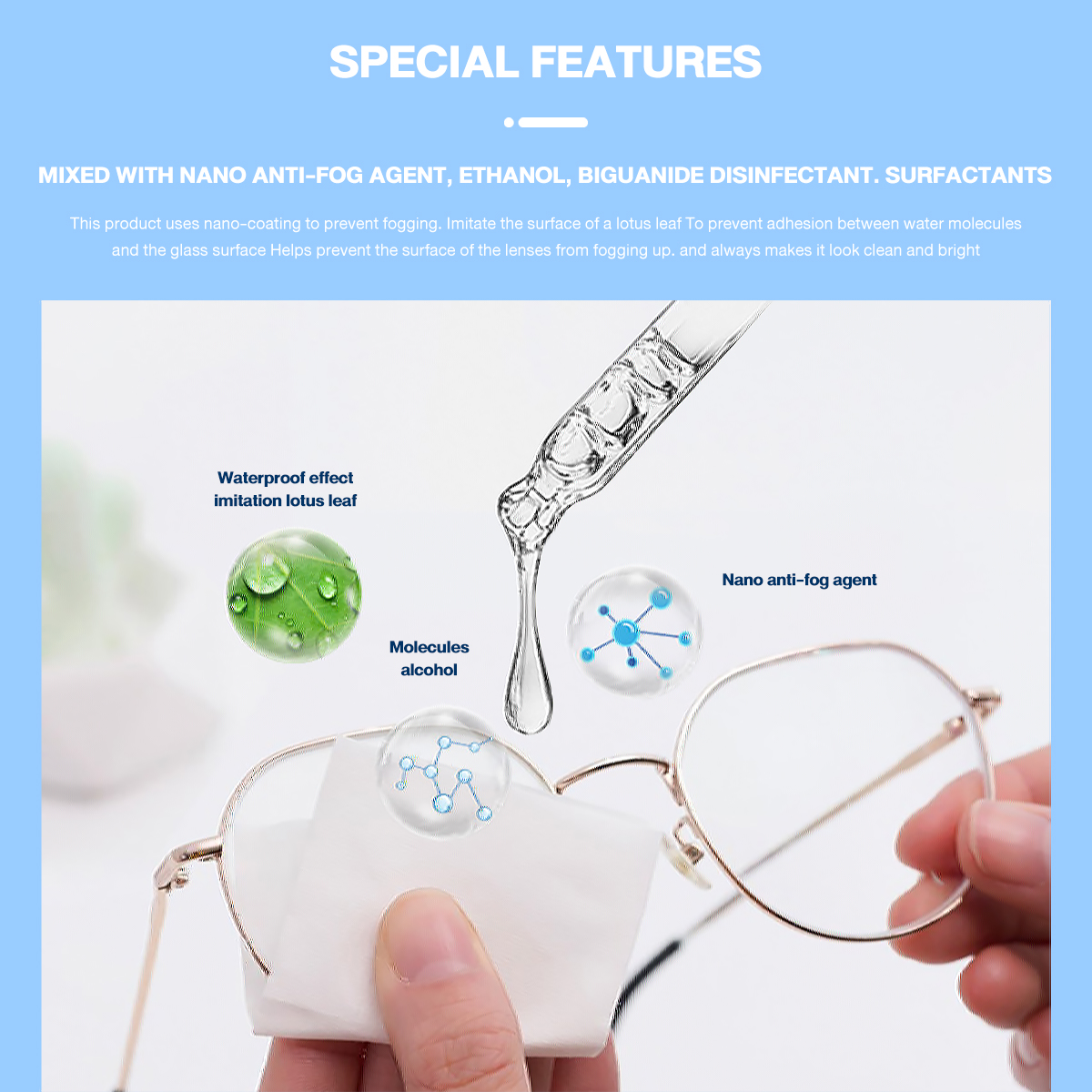 【Agate Design】 100PCS Glasses Anti Fog Wipes Anti Fog Wipe Kertas Lensa ...