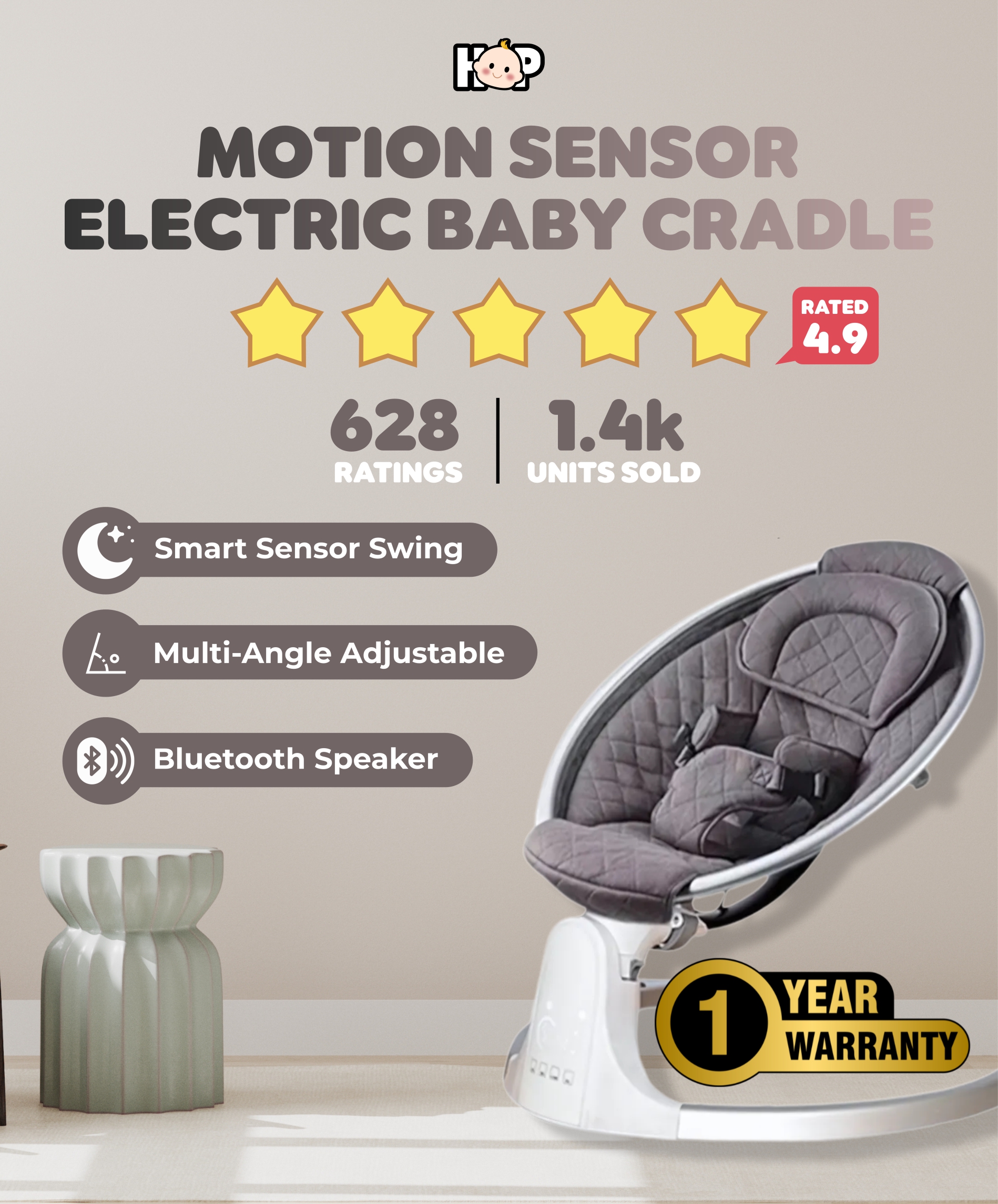 [MOTION SENSOR] Electric Baby Swing Cradle Buaian Baby Rocker Buaian ...