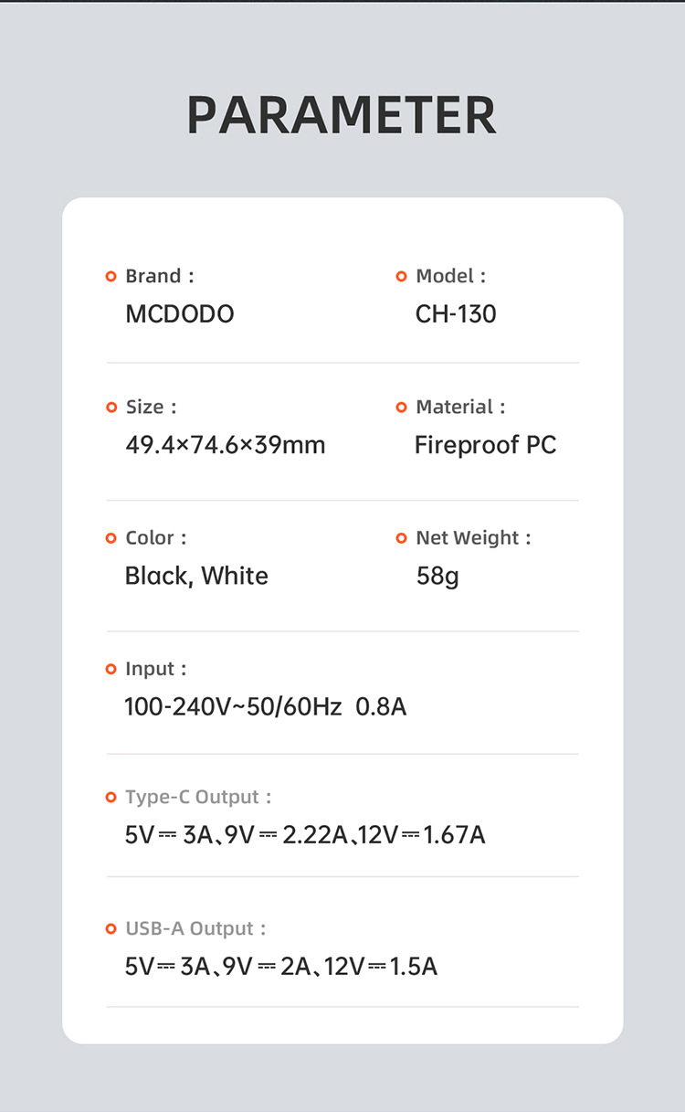 【1Yr Warranty】 MCDODO Pengecas Telefon 20W 30W 33W 40W 67W 70W PD Fast Charge CH 1301 2170 0591 ...