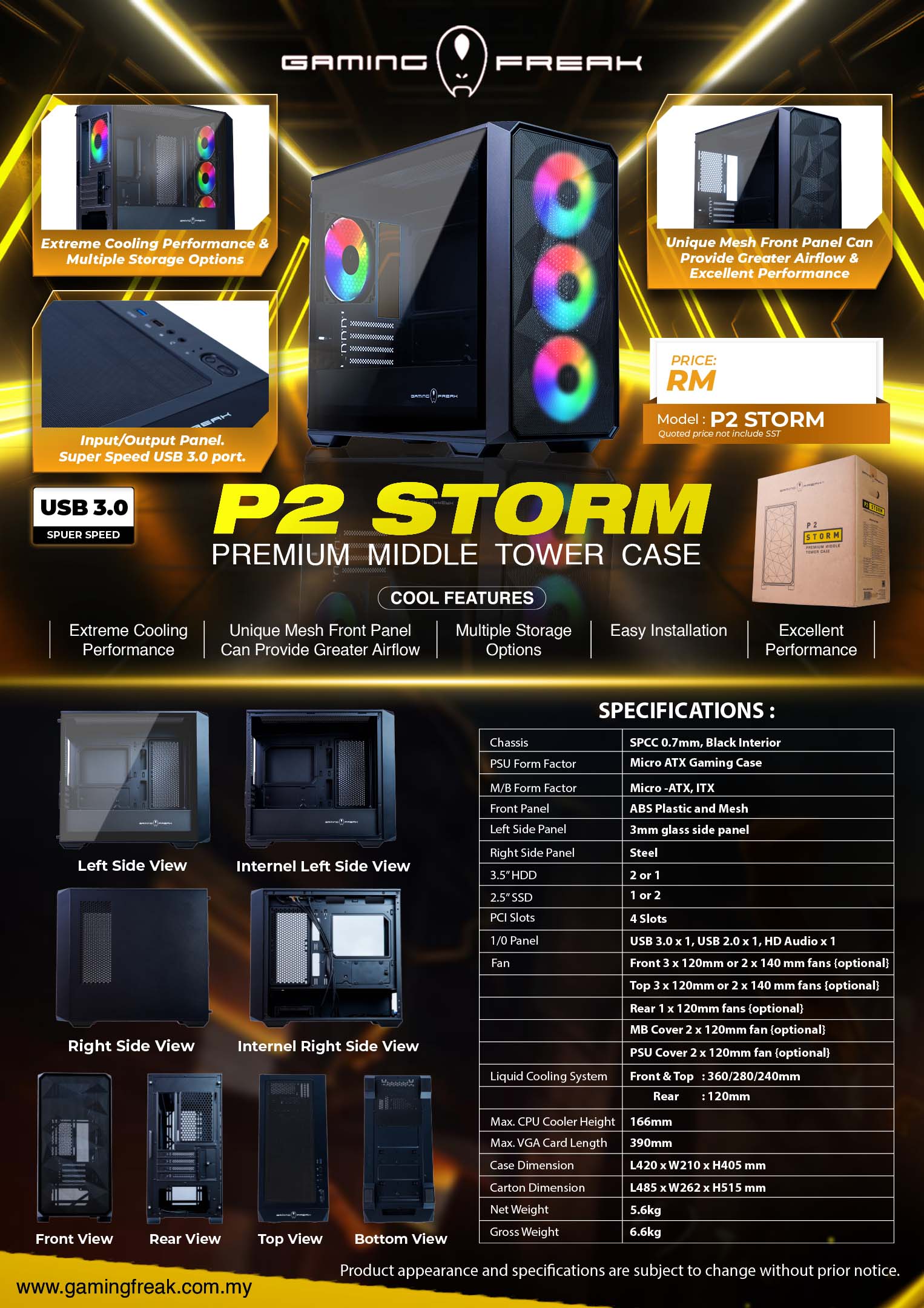 Gaming Freak P2 STORM Premium Mid Tower Micro ATX Case | Shopee Malaysia