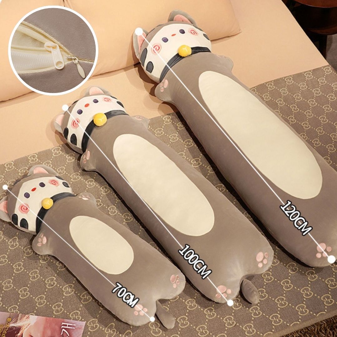 【Hug Cat】 Cute Kitten Long Bolster Plush Soft Toy Plushie Birthday Gift ...