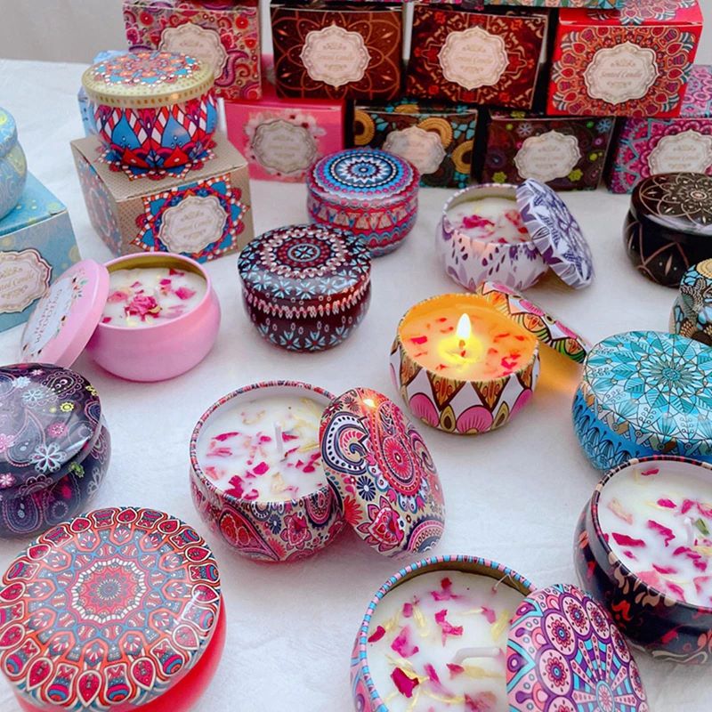 Pretty Box Aroma Scented Candles Dry Flower Handmade Natural Soy Door ...