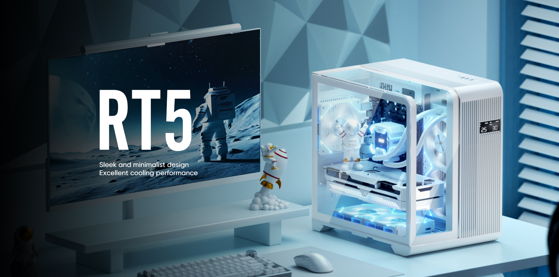 1stPlayer RT5 U-shaped Tempered Glass Micro-ATX Case with LED Display ...