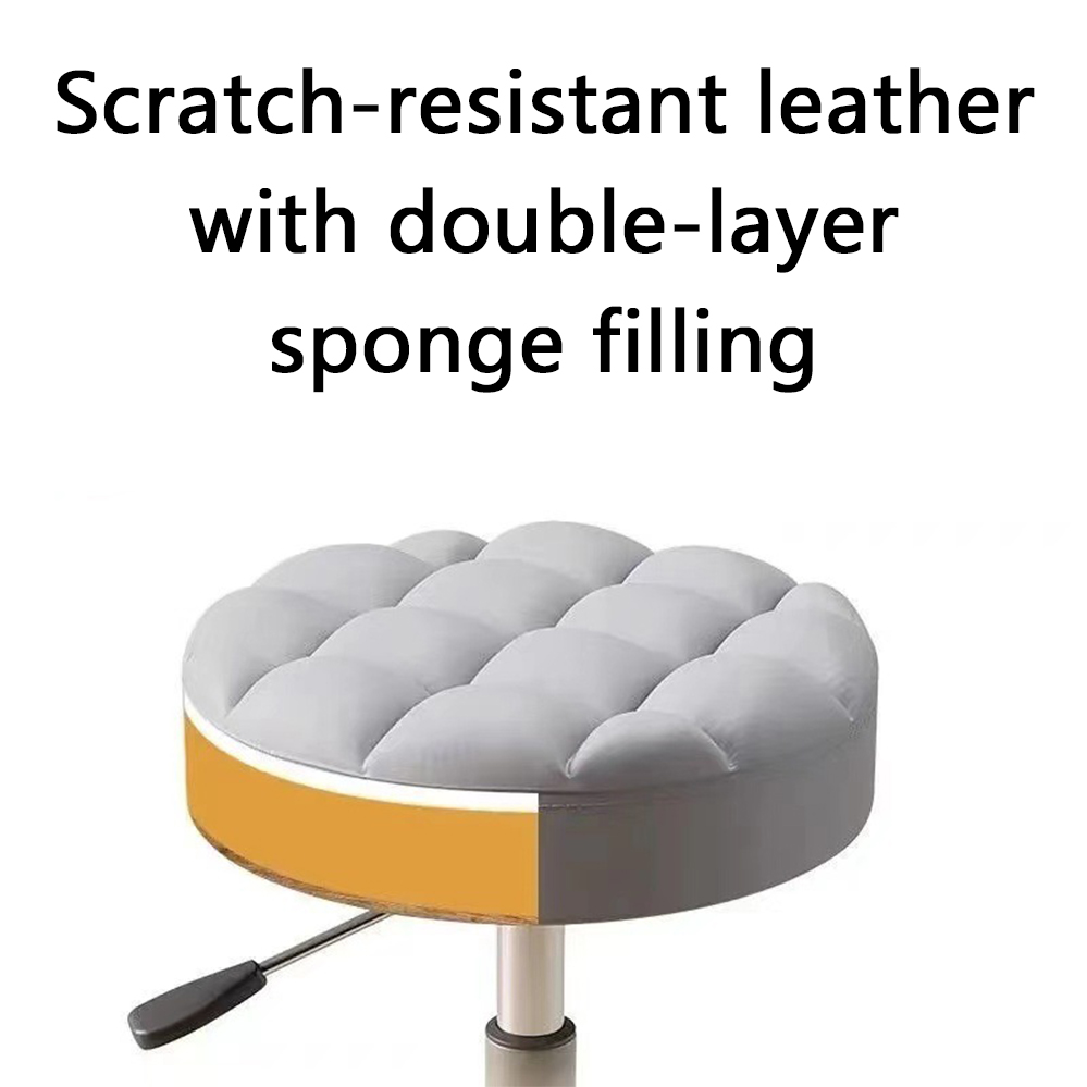 Adjustable Round Chair With Wheels Soft Cushion Bar Chairs Stool Seat ...