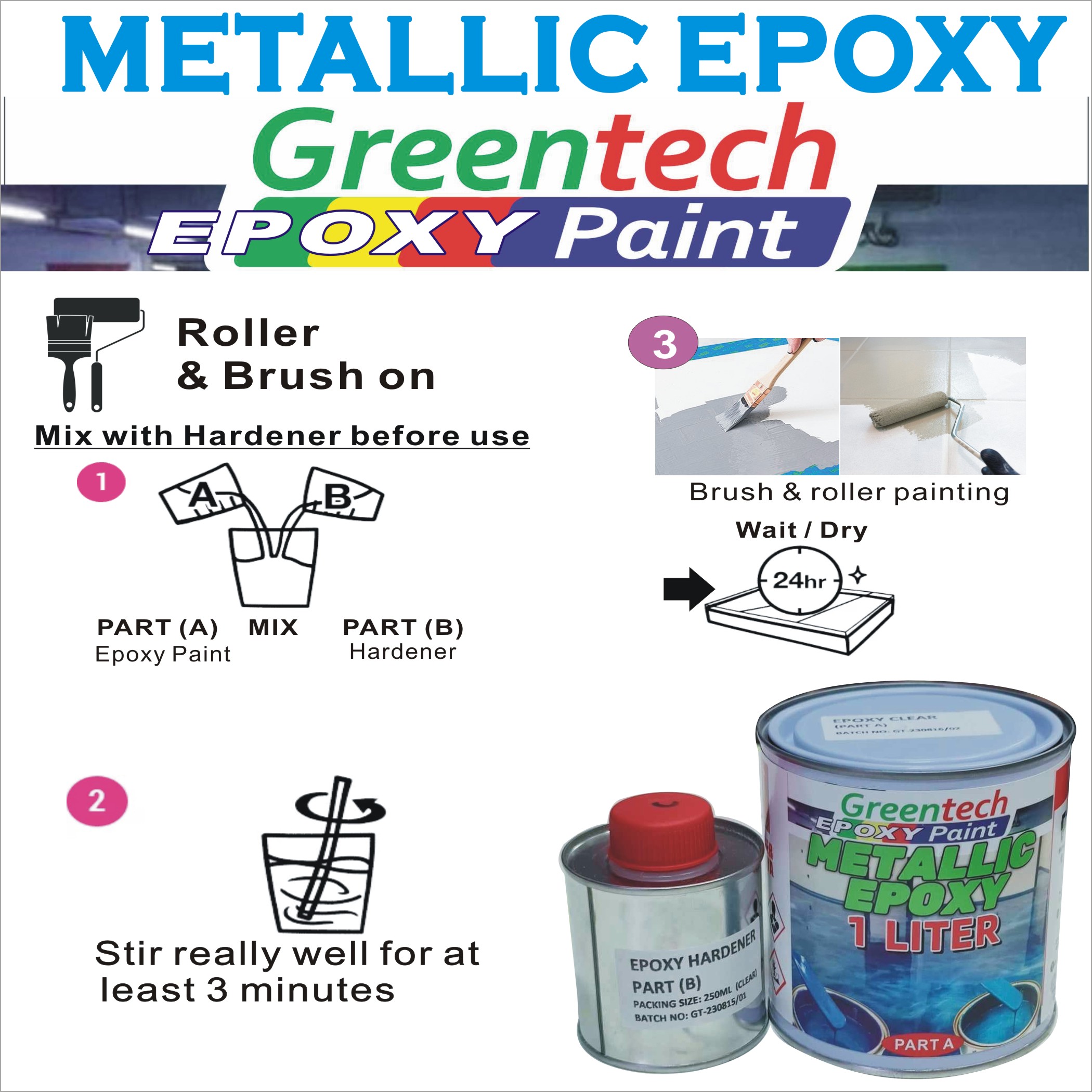 5L ( Metallic Epoxy Paint ) 5L METALLIC EPOXY FLOOR PAINT COATING Tiles & Floor Paint / EPOXY ...