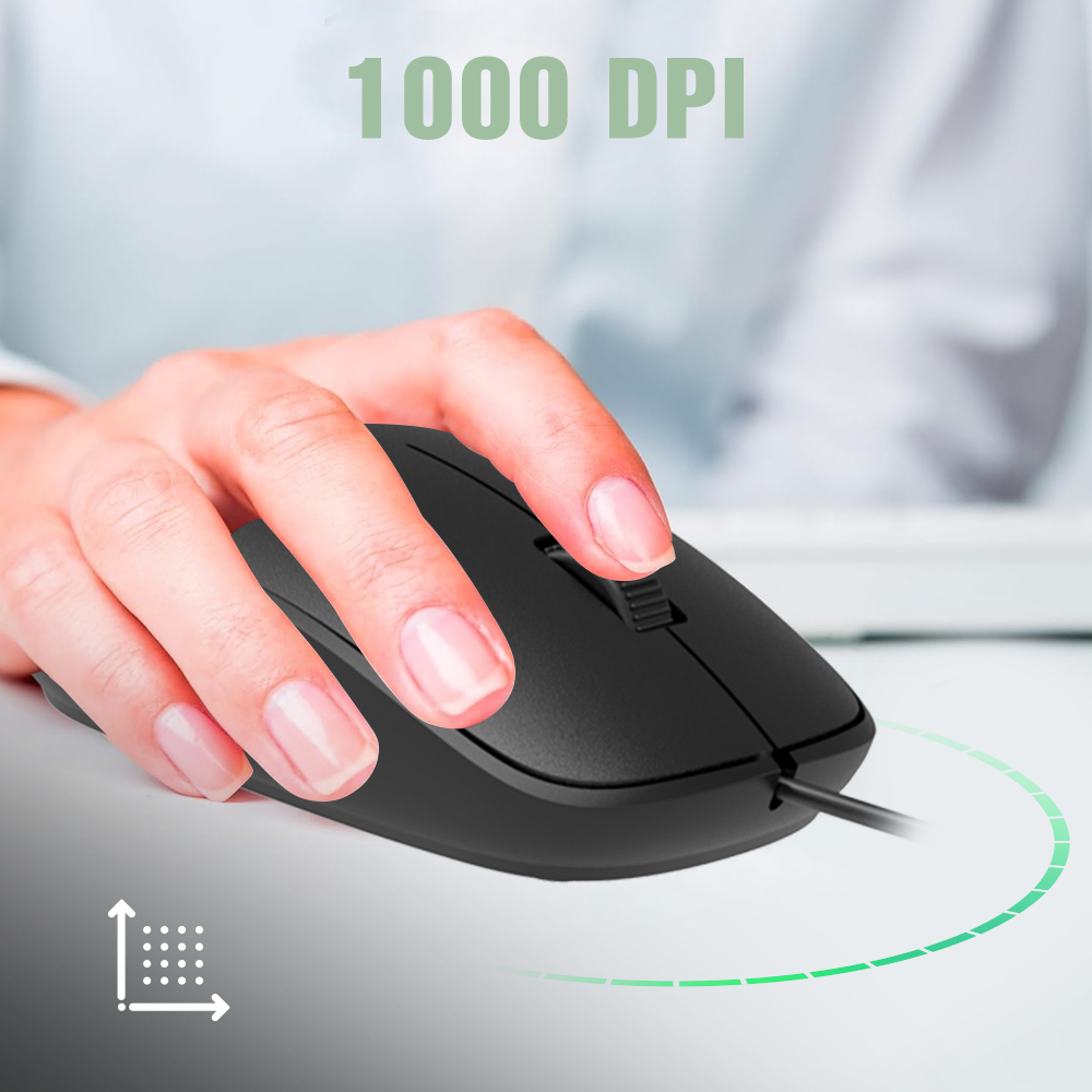 Dmes DM2 Wired Optical Mouse 1000 DPI Full-Size Ambidextrous Design USB ...