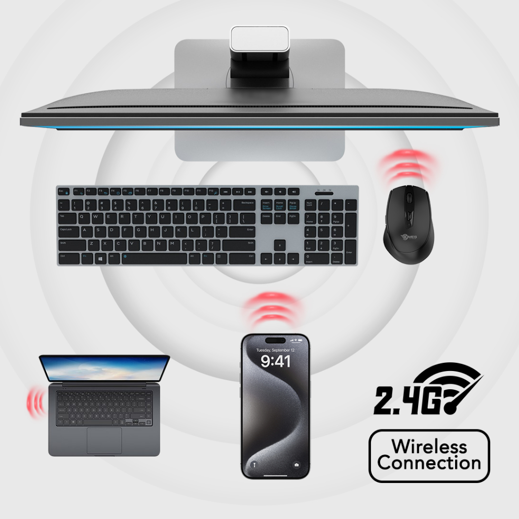 Dmes DMS1-M7 Wireless Mouse Bluetooth 5.3 Dual Mode 2.4GHz 2400 DPI ...