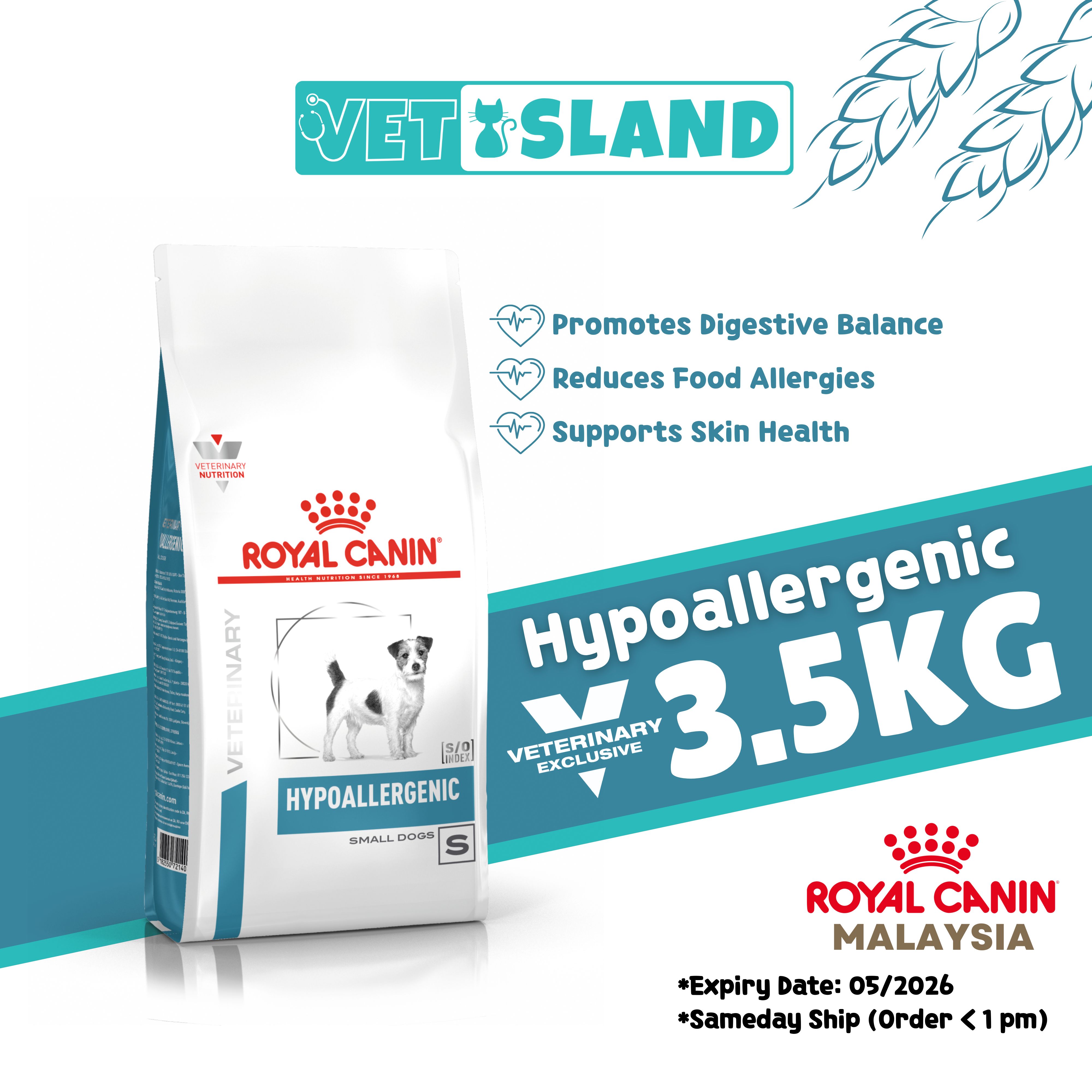 ROYAL CANIN-Hypoallergenic 3.5KG Dog Dry Food Allergy Relief Sensitive ...