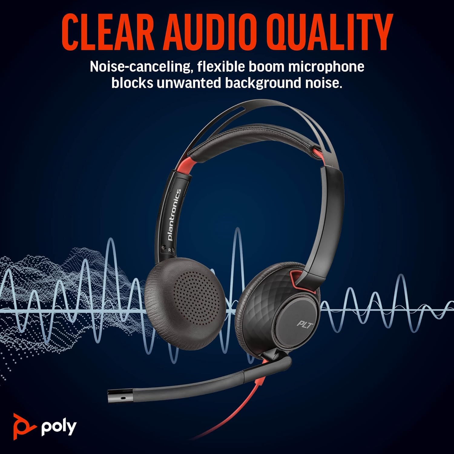 Plantronics Poly Blackwire C5220 Wired Headsets, 3.5mm/USB Wire Control ...