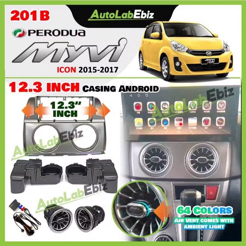 PERODUA MYVI ICON 2015-2017 OEM 12.3 INCH ANDROID CASING / AMBIENT ...