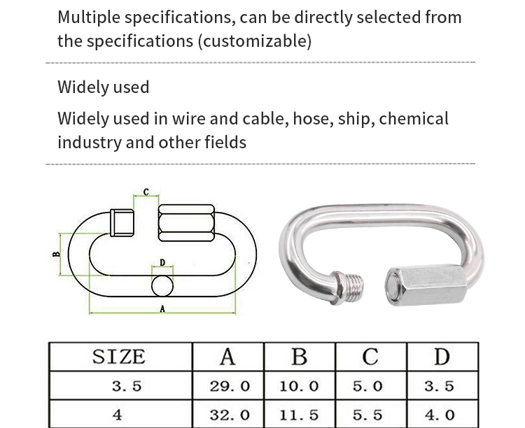 304 Stainless Steel Quick Connection Screw Lock Climbing Gear Carabiner ...