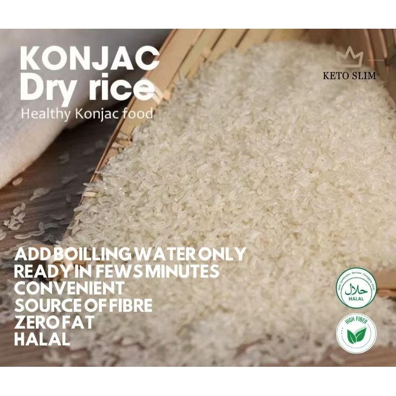 Keto Slim Instant Zero Fat HALAL Dry Konjac Rice Ready To Eat Shirataki ...