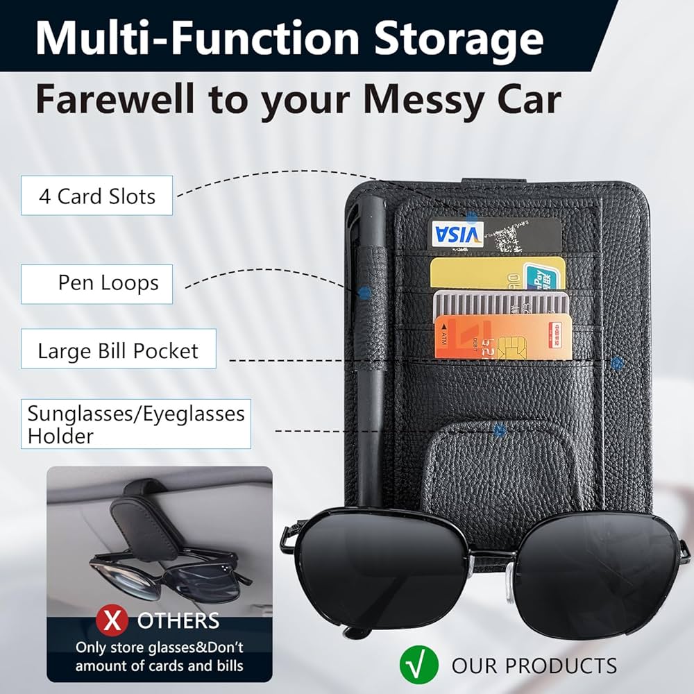 Multifunctional Car Sun Visor Organizer Card Holder Sun Visor Organizer ...