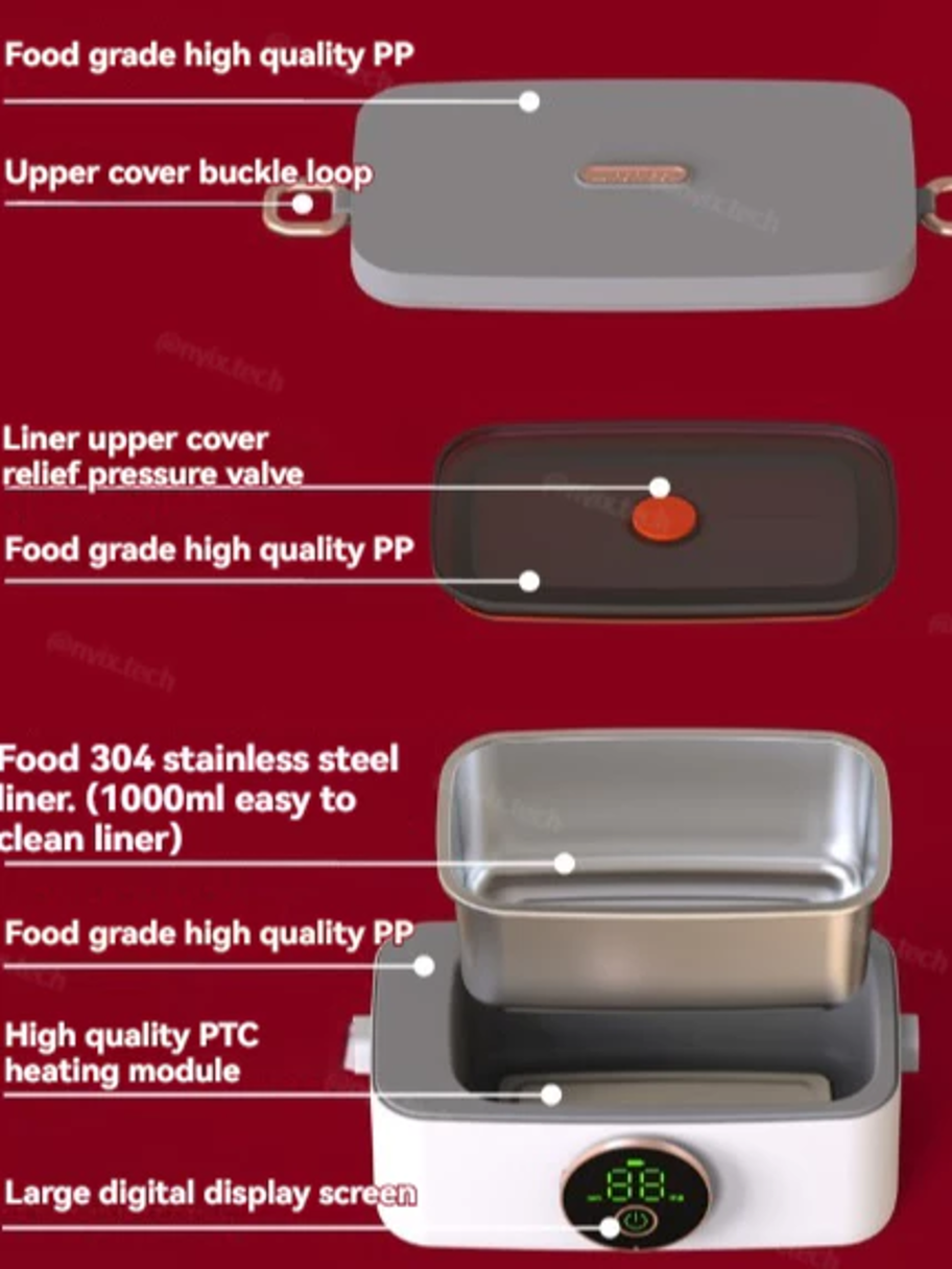 Portable Electric Lunch Box USB Heating Food Warmer Reheatable Wireless ...