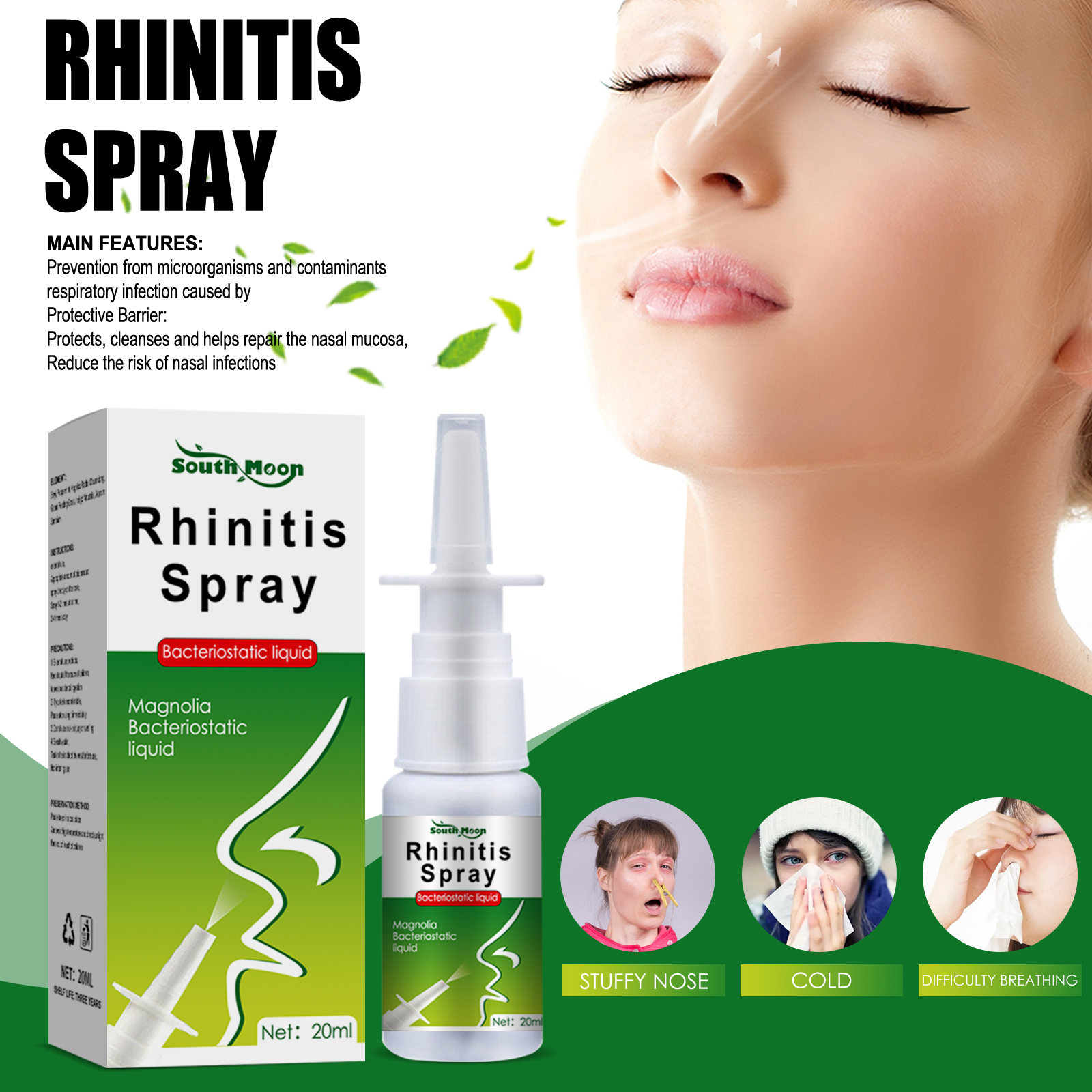 【🔥100%ORI】Rhinitis Spray 20ml Snore Spray Anti snoring spray Nasal ...