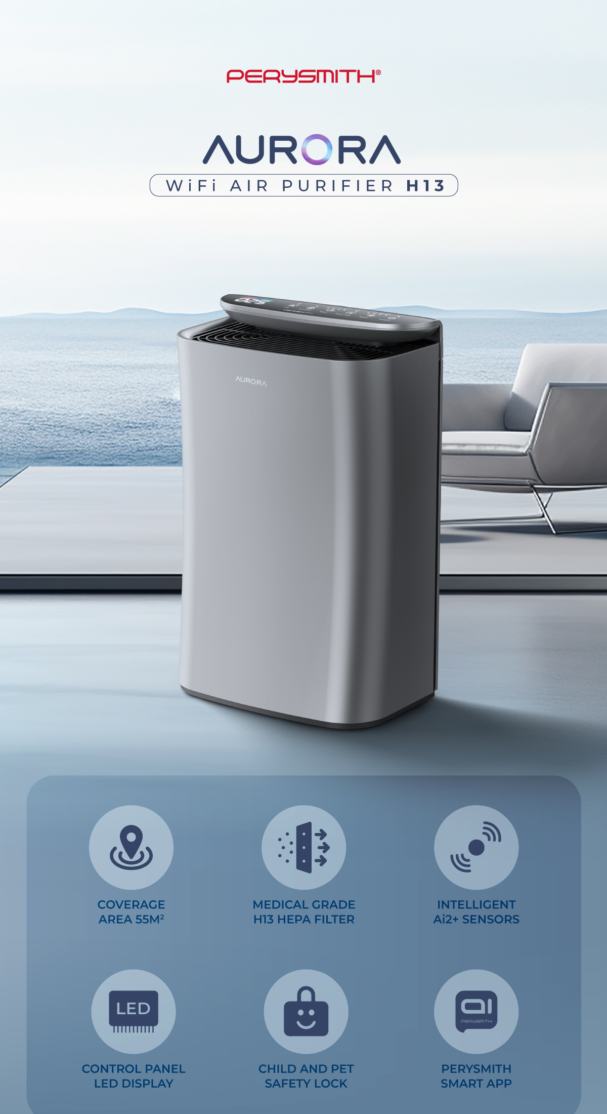 PerySmith Wifi Air Purifier AURORA Series H13 II (NEW) | Shopee Malaysia