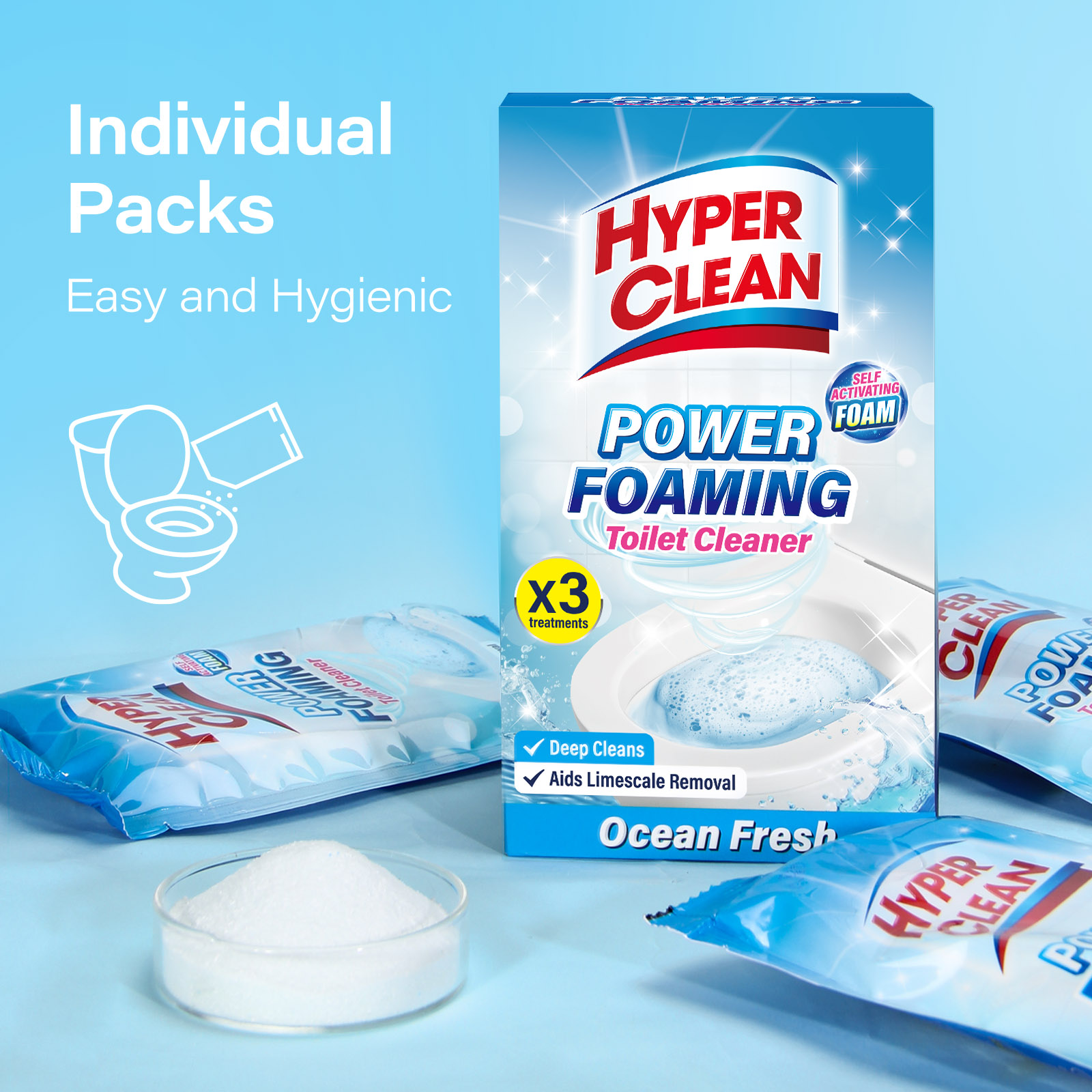HYPERCLEAN 3 Packs Power Foaming Toilet Cleaner Toilet Bubble Removing ...