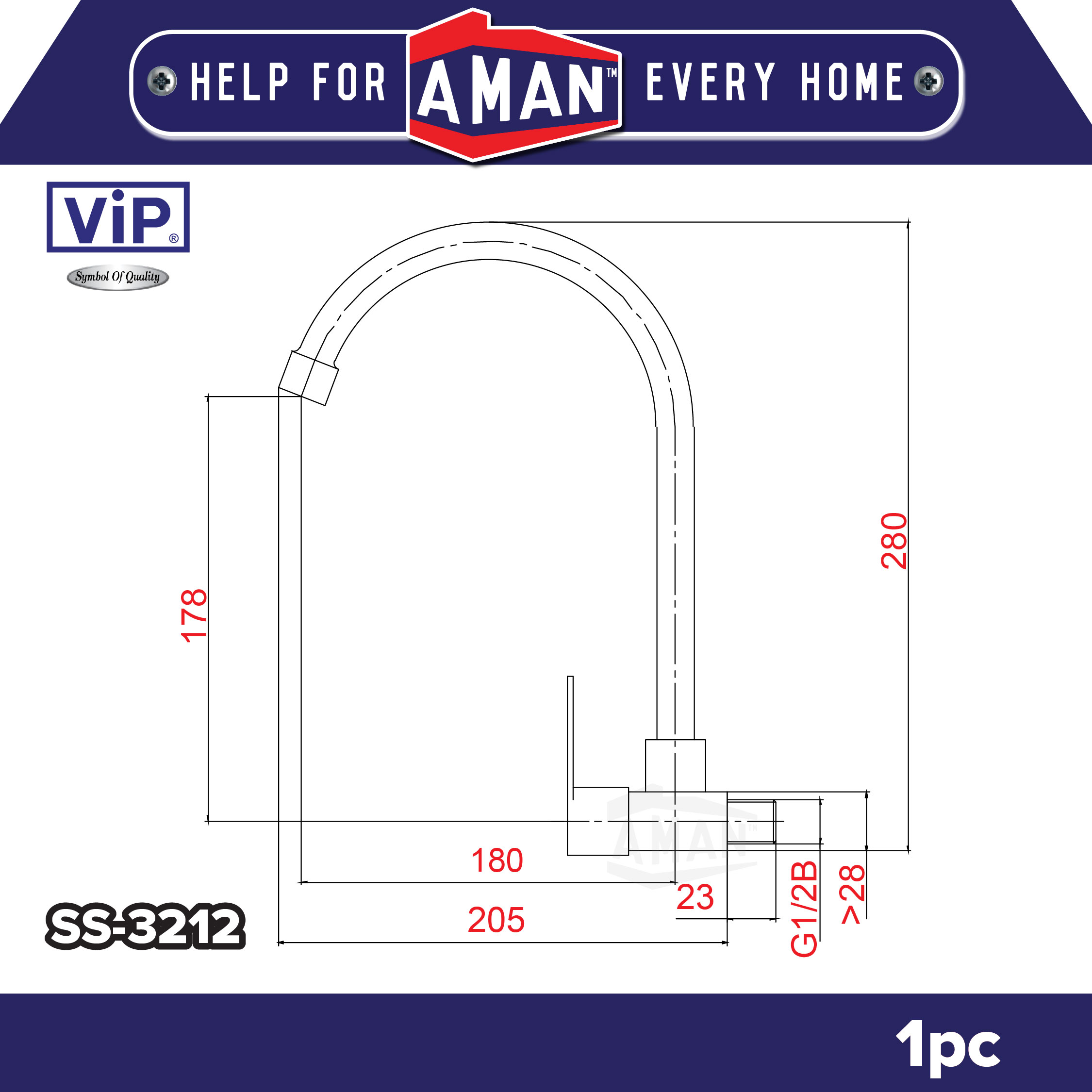 VIP SUS-304 Stainless Steel Wall Sink Tap Kitchen Sink Tap Basin Tap ...