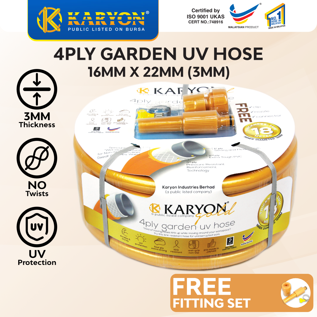 Karyon® Golden Prosperity 4Ply Garden UV Hose Kink-Resistant, Durable ...
