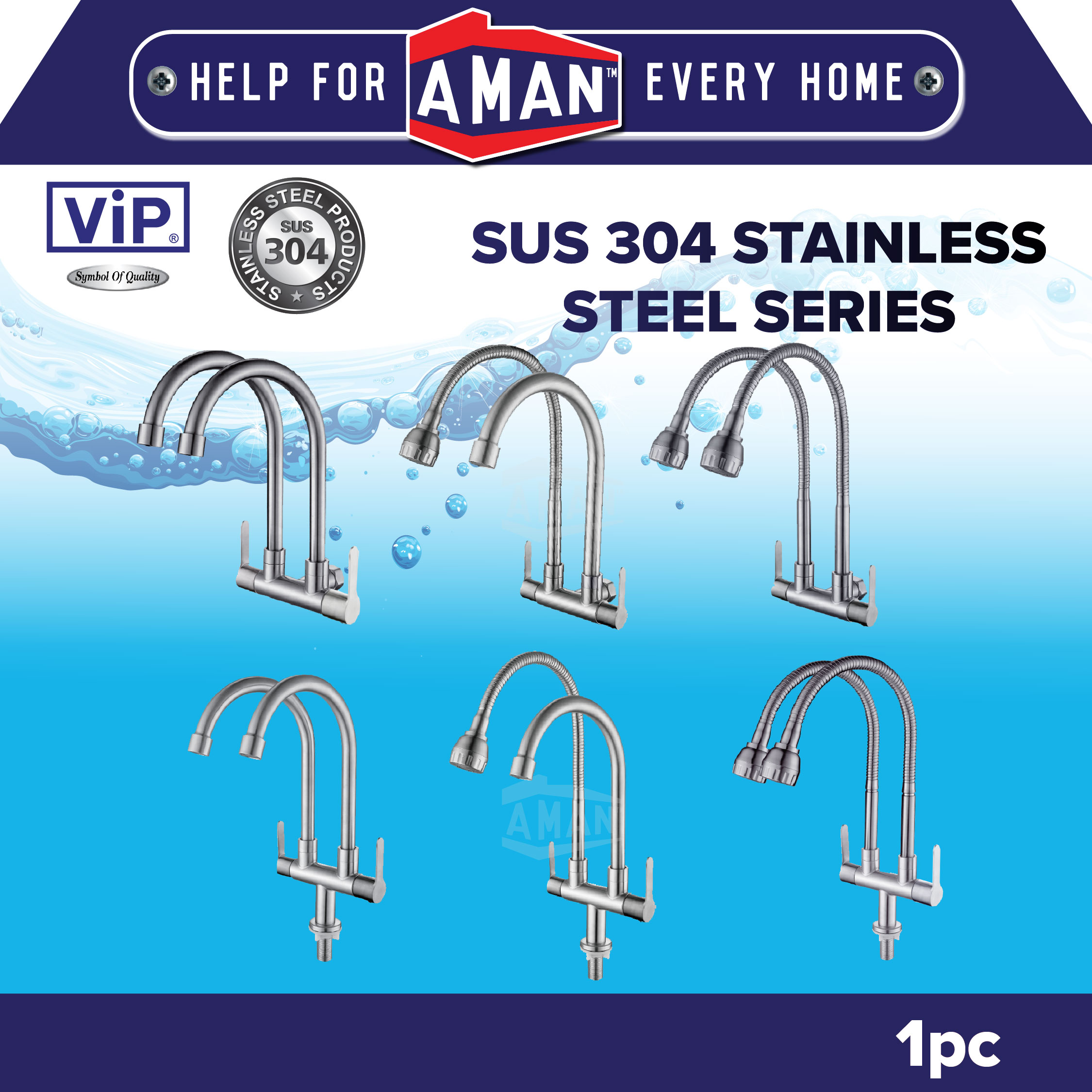 VIP SUS-304 Stainless Steel Flexible Double Wall Sink Tap Kitchen Sink ...