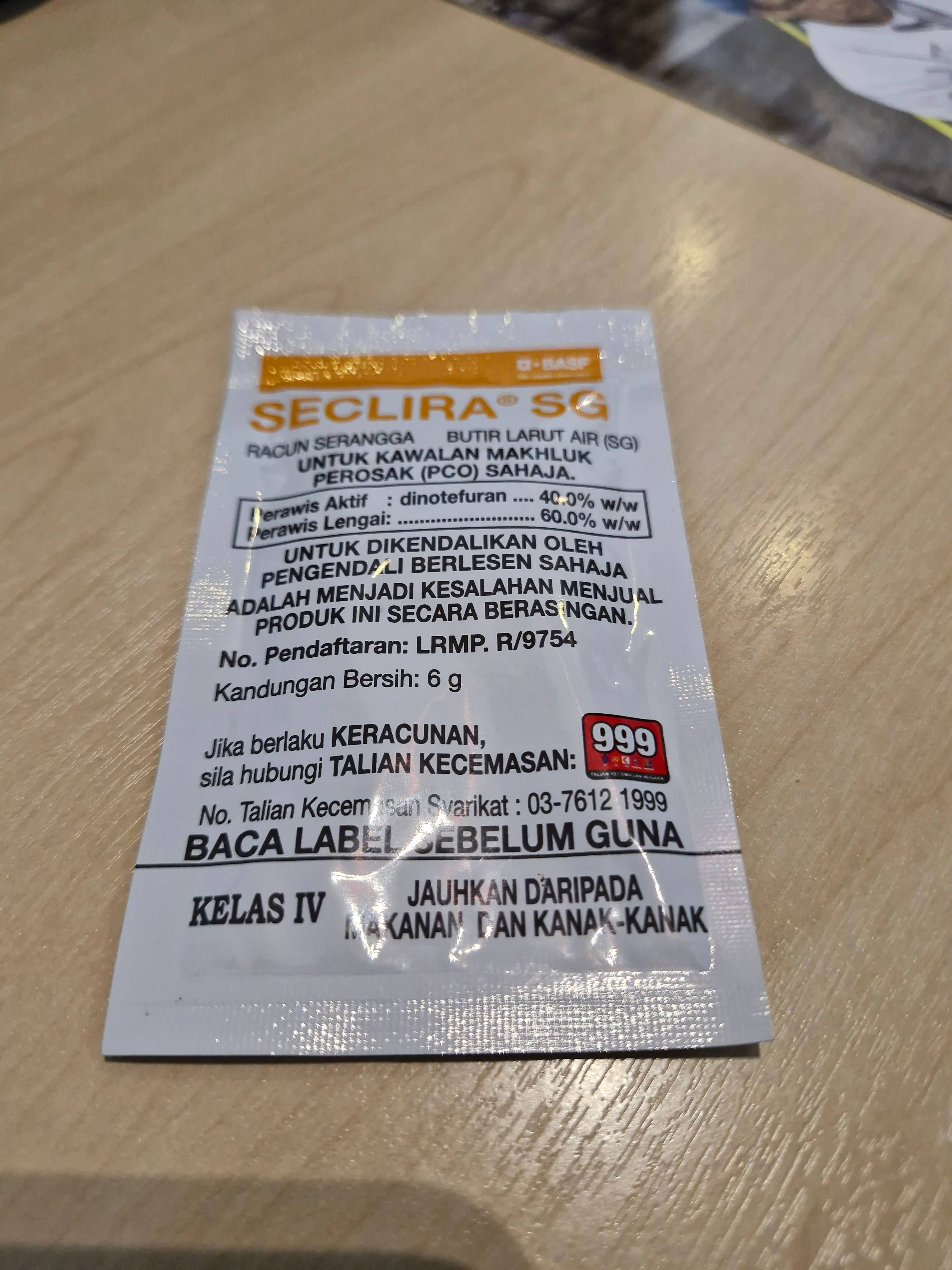 BASF Seclira SG 6g sacket Dinotefuran 40% pepijat pinjal tungau ulat ...