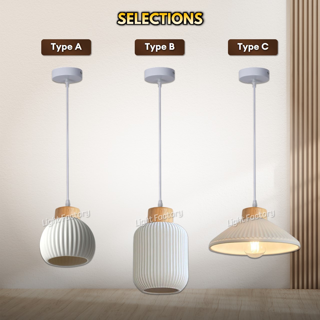 Nordic Minimalist Pendant Light Japandi Style Ceramic+Wood Beige Muji Pendant Lamp E27 Holder ...