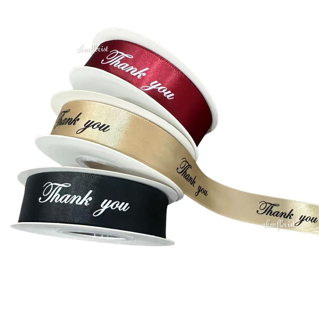 (22M) 2.5CM CLASSIC THANK YOU Ribbon Reben Riben Gift Satin Organza ...
