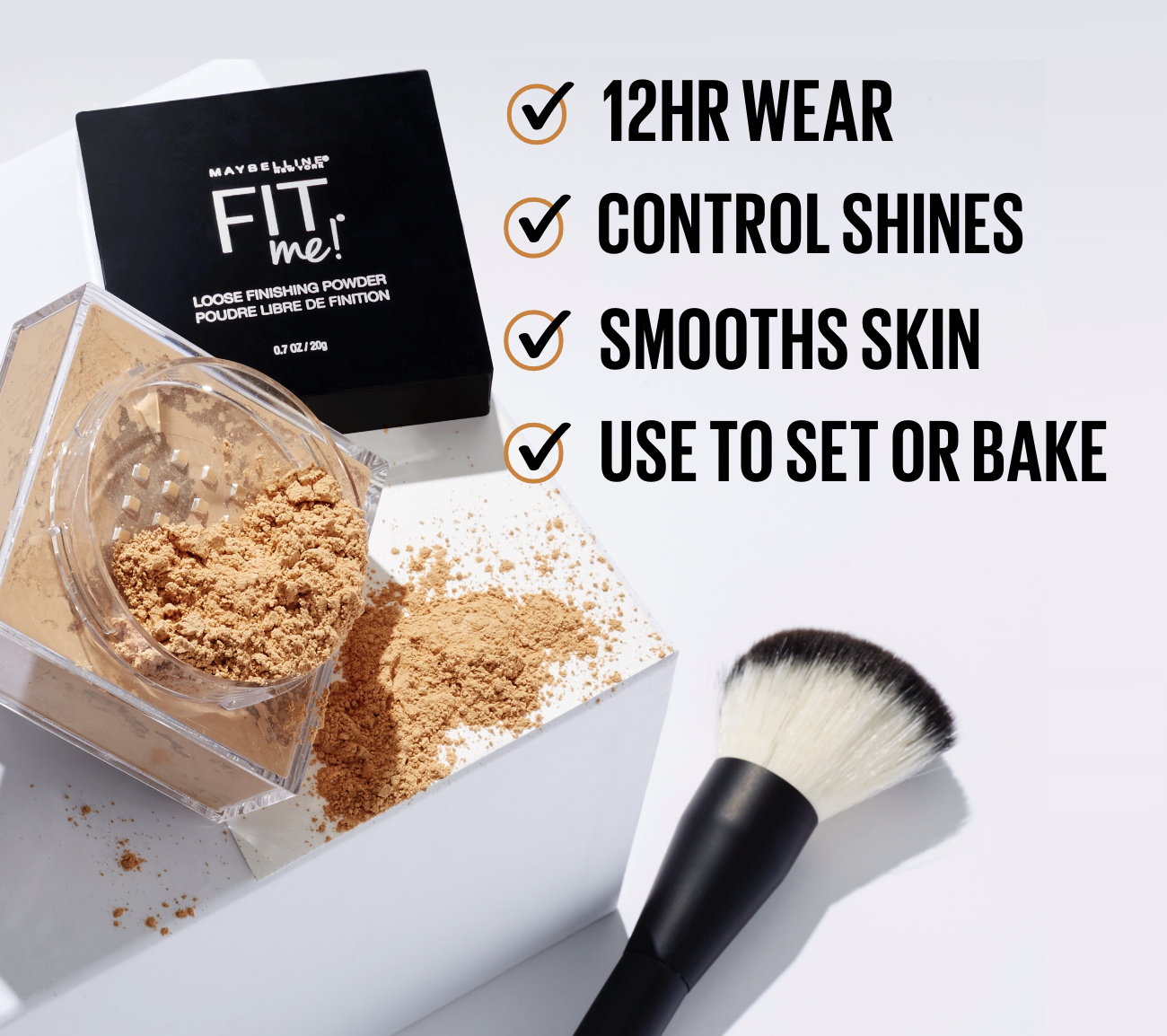 Maybelline Fit Me Loose Powder – 12H Longwear, Shine Control, Oil-Free ...