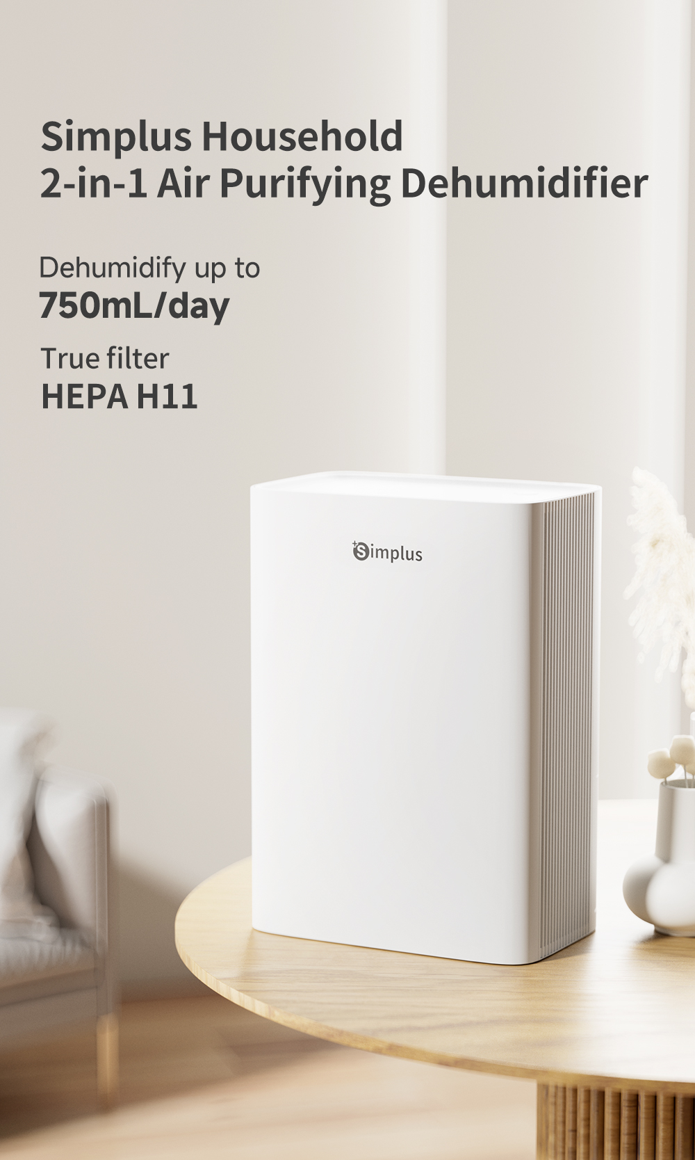 Simplus Air Dehumidifier & Purifier 2 in 1|Dual Effect Integration ...