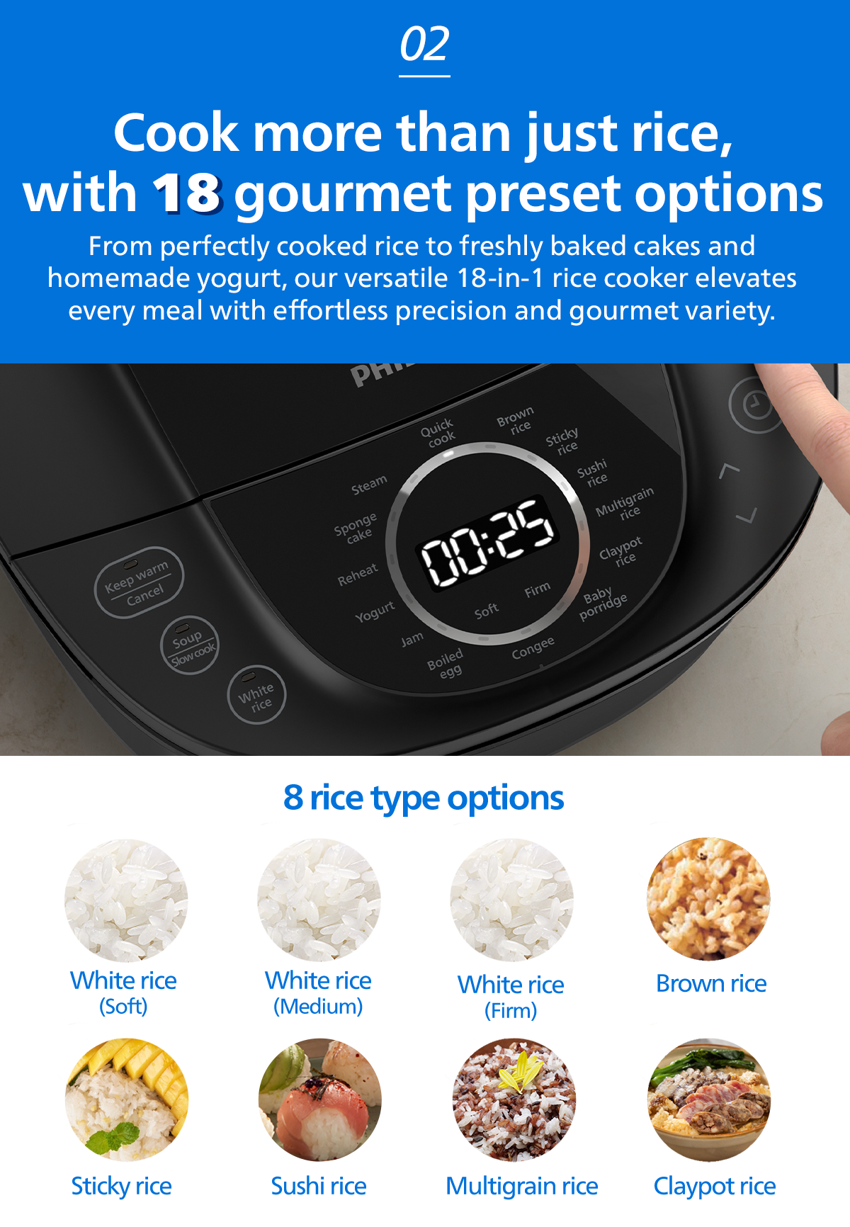 Philips HD4814 | Spherical Pot Digital Rice Cooker | 1.8L ...