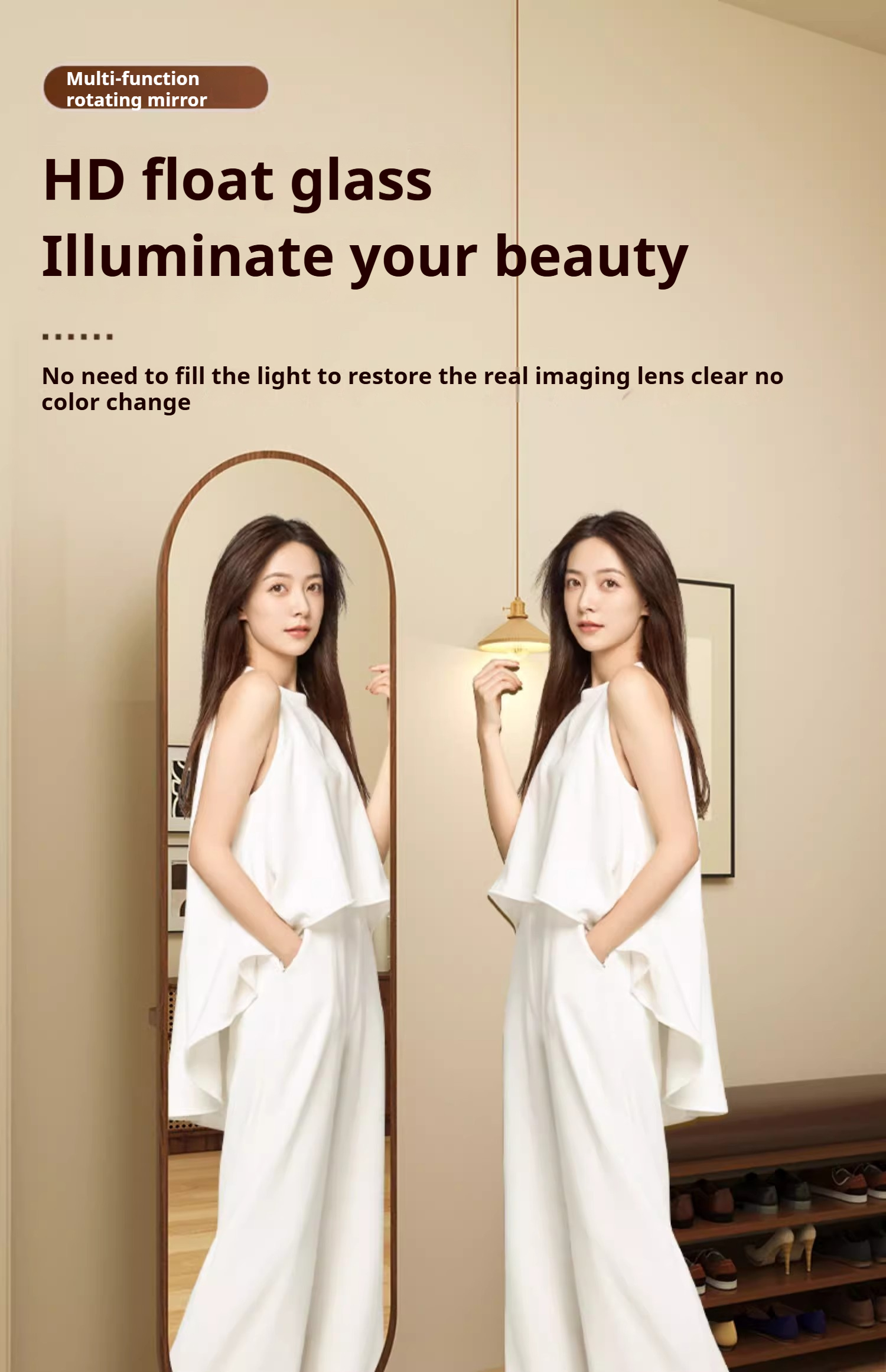 HAP - Rotatable Full-Length Dressing Mirror Bedroom Household Coat And ...