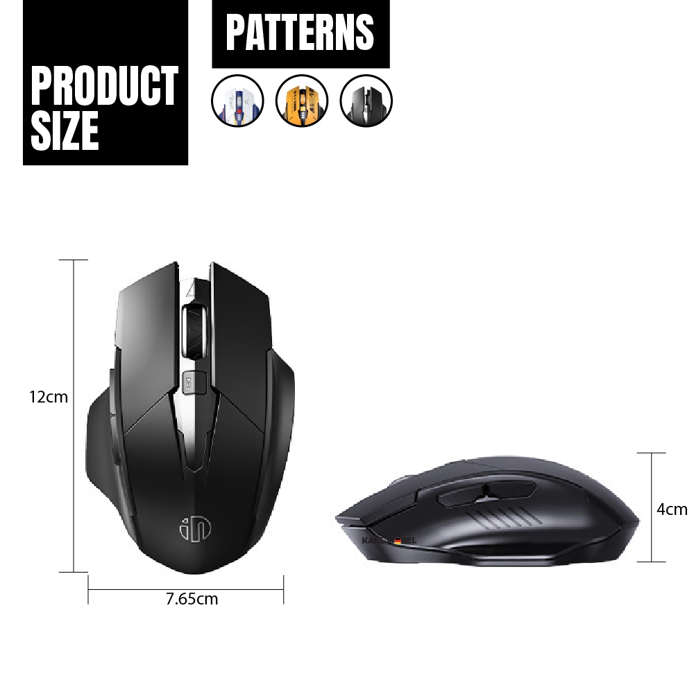 Wireless Mouse Rechargeable Inphic M6P 2.4G 500mAh Battery Indicator ...