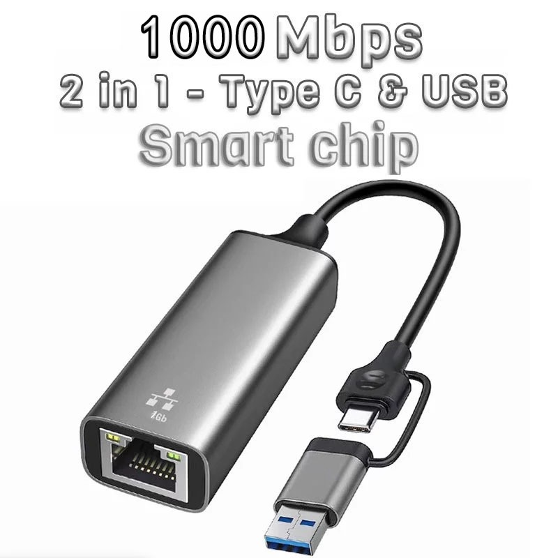 1000MbpsEthernet Adapter USB 3.0 Type C to RJ45 Network Card For MacBook PC Windows XP 7 8 10 ...