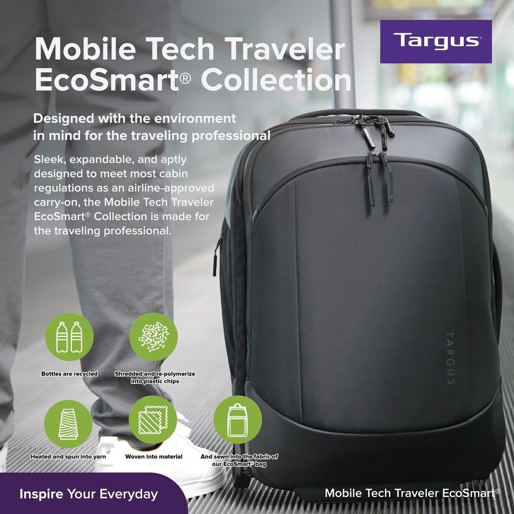 TBR040GL - Targus 15.6" Mobile Tech Traveler Ecosmart® Rolling Backpack (Black) | Shopee Malaysia