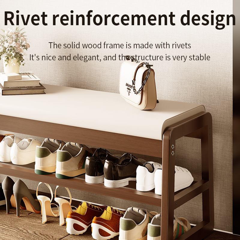 Solid Wood Shoe Bench with Cushion Bench, Integrated Shoe Change Bench ...