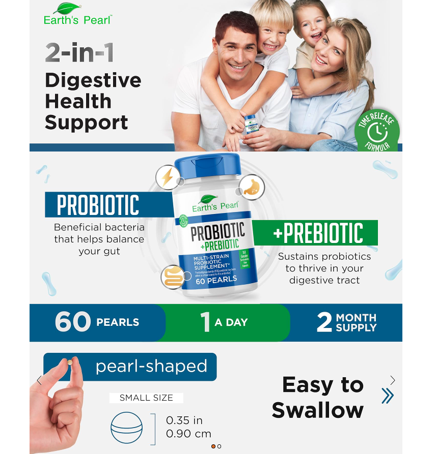 Earth's Pearl Probiotics for Women & Men & Kids - Pearl-Shaped ...