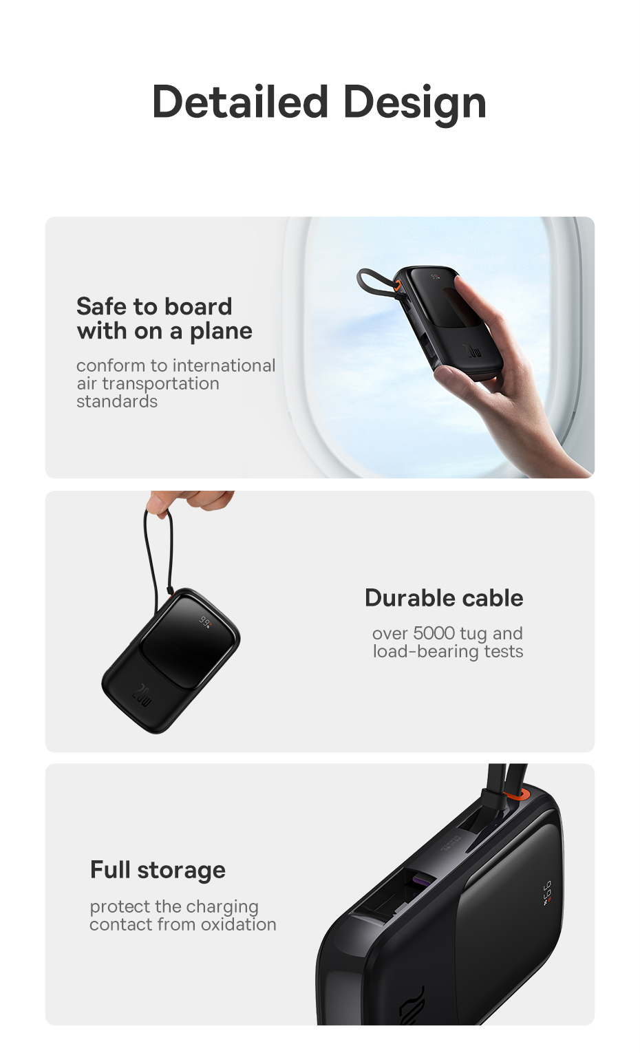 【CCC Certified】Baseus Power Bank PD Fast Charging Built in Cables ...