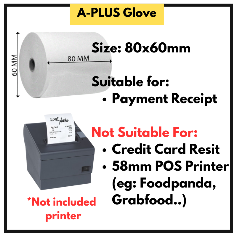 80mm x 60mm (100Rolls) Thermal Receipt Paper Rolls Kertas Resit Gulung ...