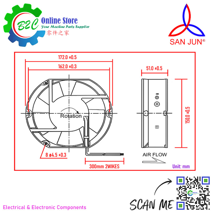 San Jun SJ1725HA1 SJ1725HA2 Taiwan Suntronix Axial Ball Bearing Cooling ...