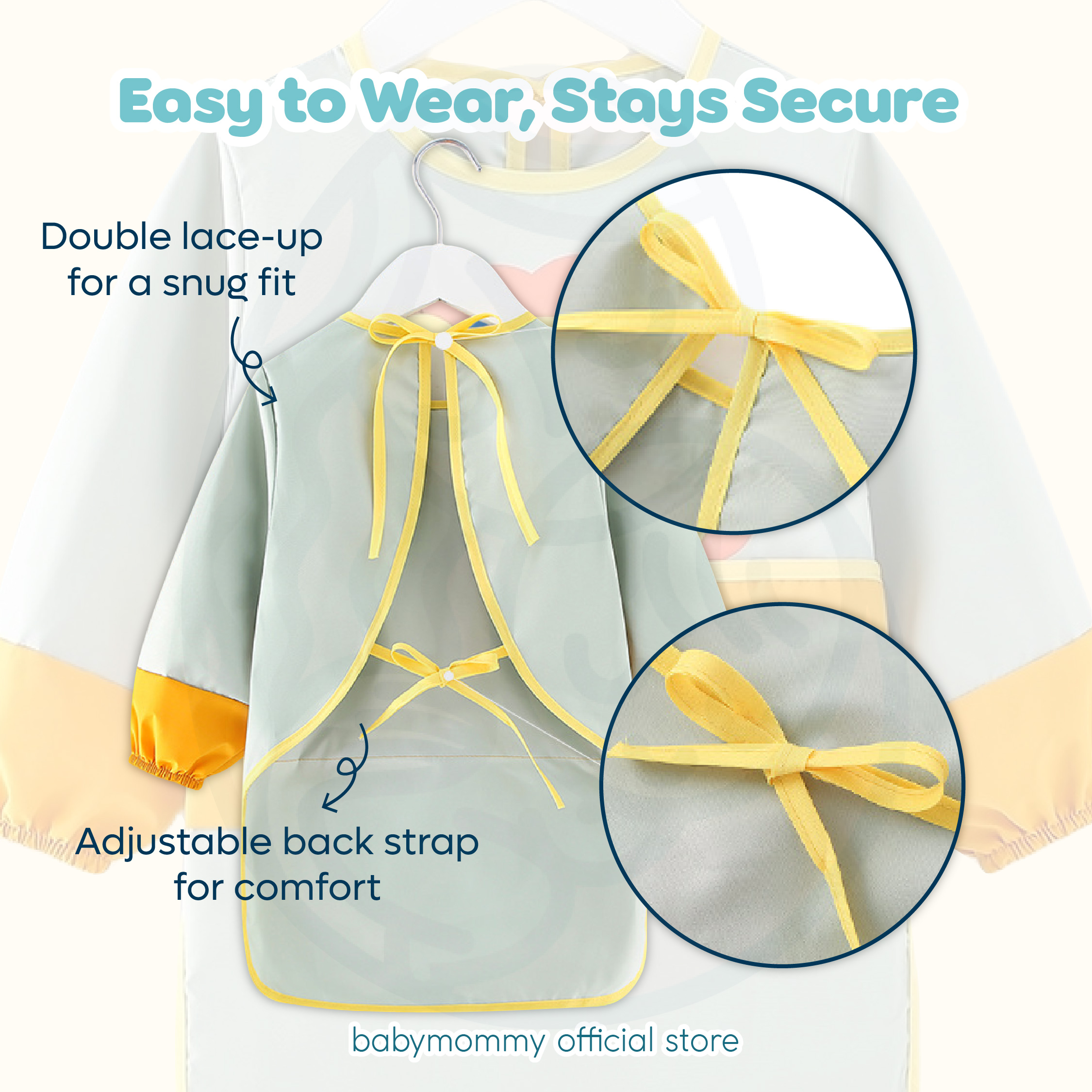 Babymommy👶Waterproof Bib Apron Drawing Apron Long Sleeve Bibs with ...