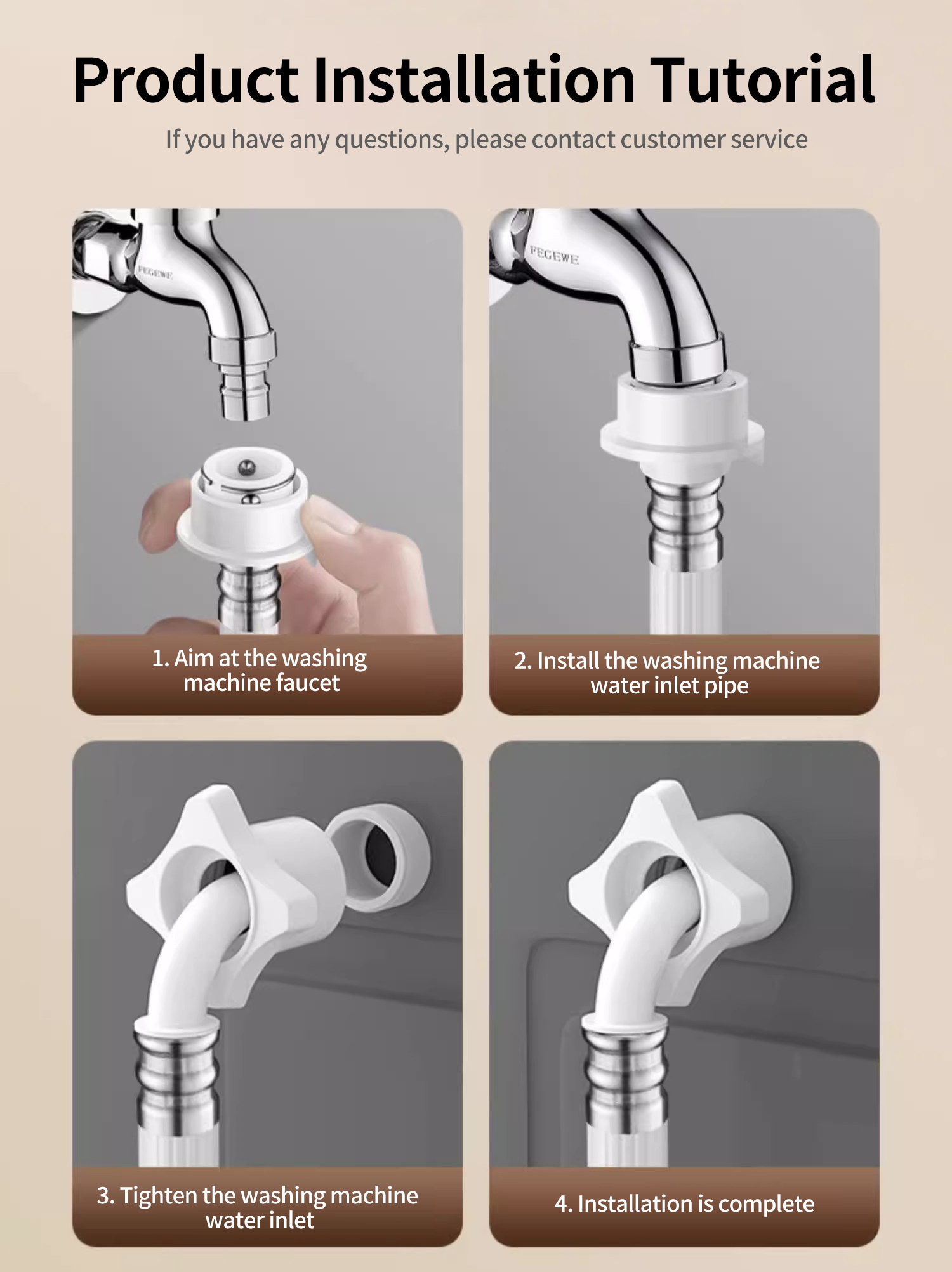 Universal 4-pin threaded faucet connection for the inlet hose of the ...