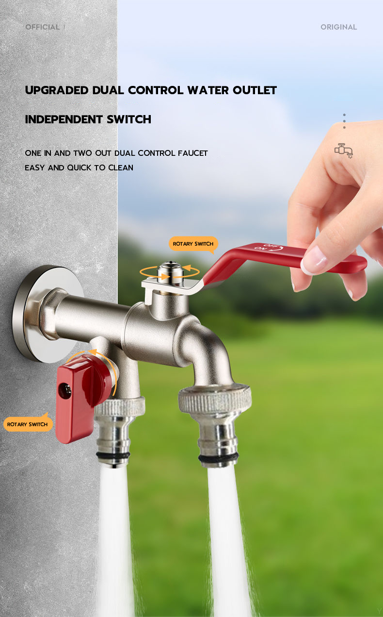 Two Way Faucet/Double water outlet faucet TAP/One in and two out garden ...