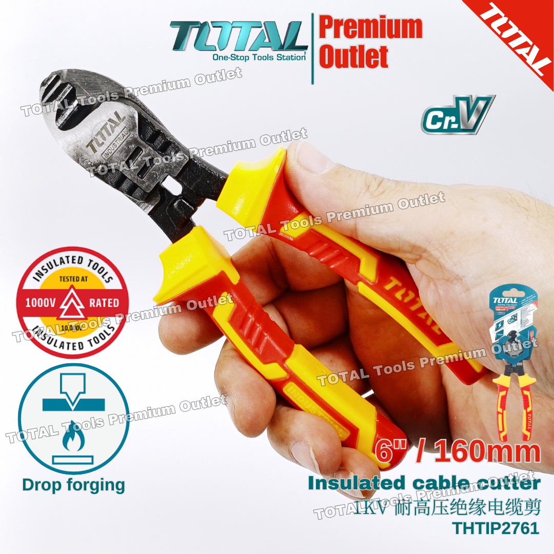 TOTAL Tools 1Kv 6" (160mm) Insulated cable cutter, CrV Drop forging ...